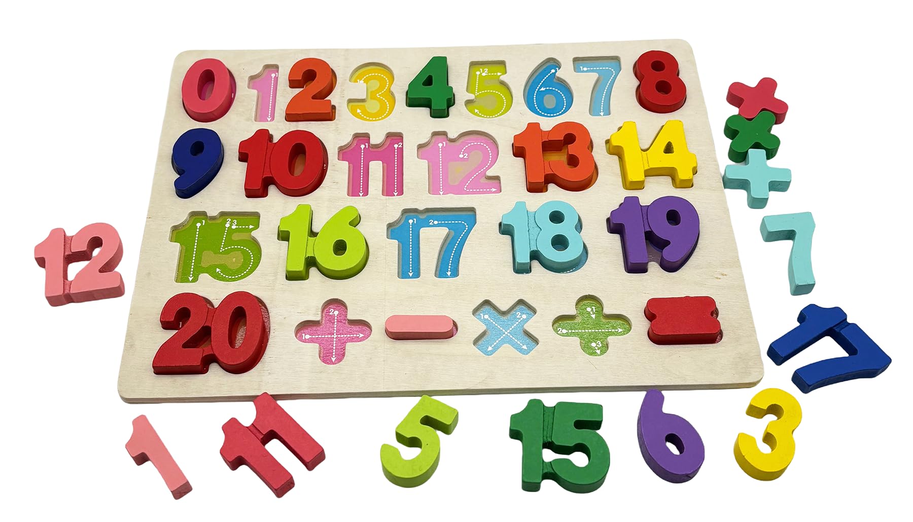 KanCai Kids Wooden 1-20 Number Chunky Puzzle Board Toys - Preschool Early Learning Toys 220x300x10mm (Numbers Puzzle)