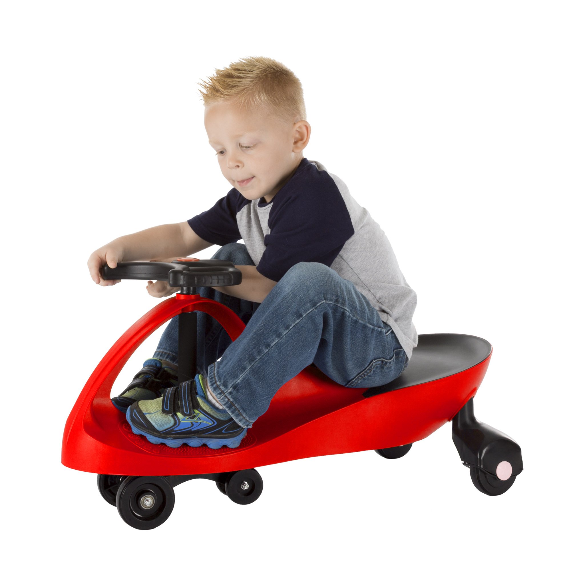 Wiggle Car Ride On Toy – No Batteries, Gears or Pedals – Twist, Swivel, Go – Outdoor Ride Ons for Kids 3 Years and Up by Lil’ Rider, Red and Black.