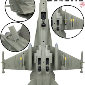 Click N’ Play Military Air Force F/A 18 Super Hornet Fighter Jet, 16 Piece Play Set with Accessories - Army Action Figures, Missiles, and More, Toy for Boys 6+,Grey