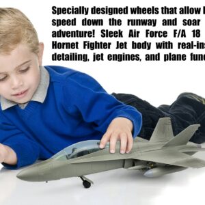 Click N’ Play Military Air Force F/A 18 Super Hornet Fighter Jet, 16 Piece Play Set with Accessories - Army Action Figures, Missiles, and More, Toy for Boys 6+,Grey