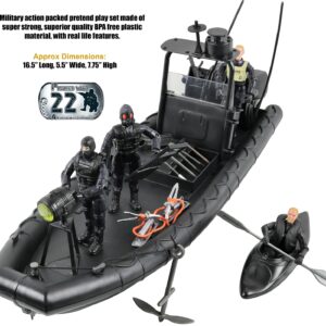 Click N’ Play Military Elite Swat Unit Force Patrol Dinghy Boat 25 Piece Play Set with Accessories - Click n Play Military Toy Boat - SWAT Toys