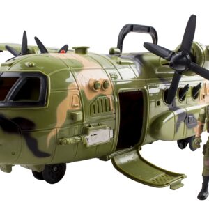 WolVolk Giant C130 Bomber Military Combat Fighter Airforce Airplane Toy with Lights and Army Sounds for Kids, with Mini Soldiers