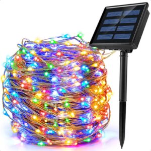 ankway solar string lights multi color, solar outdoor lights 200 led 72 ft solar fairy lights outdoor decorations for patio 8 modes solar fairy lights ip 65 waterproof for tree house bedroom decor