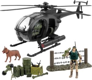 click n' play military attack combat helicopter toy - 20 piece play set helicopter toys with accessories - military toys