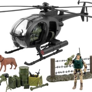 Click N' Play Military Attack Combat Helicopter Toy - 20 Piece Play Set Helicopter Toys with Accessories - Military Toys