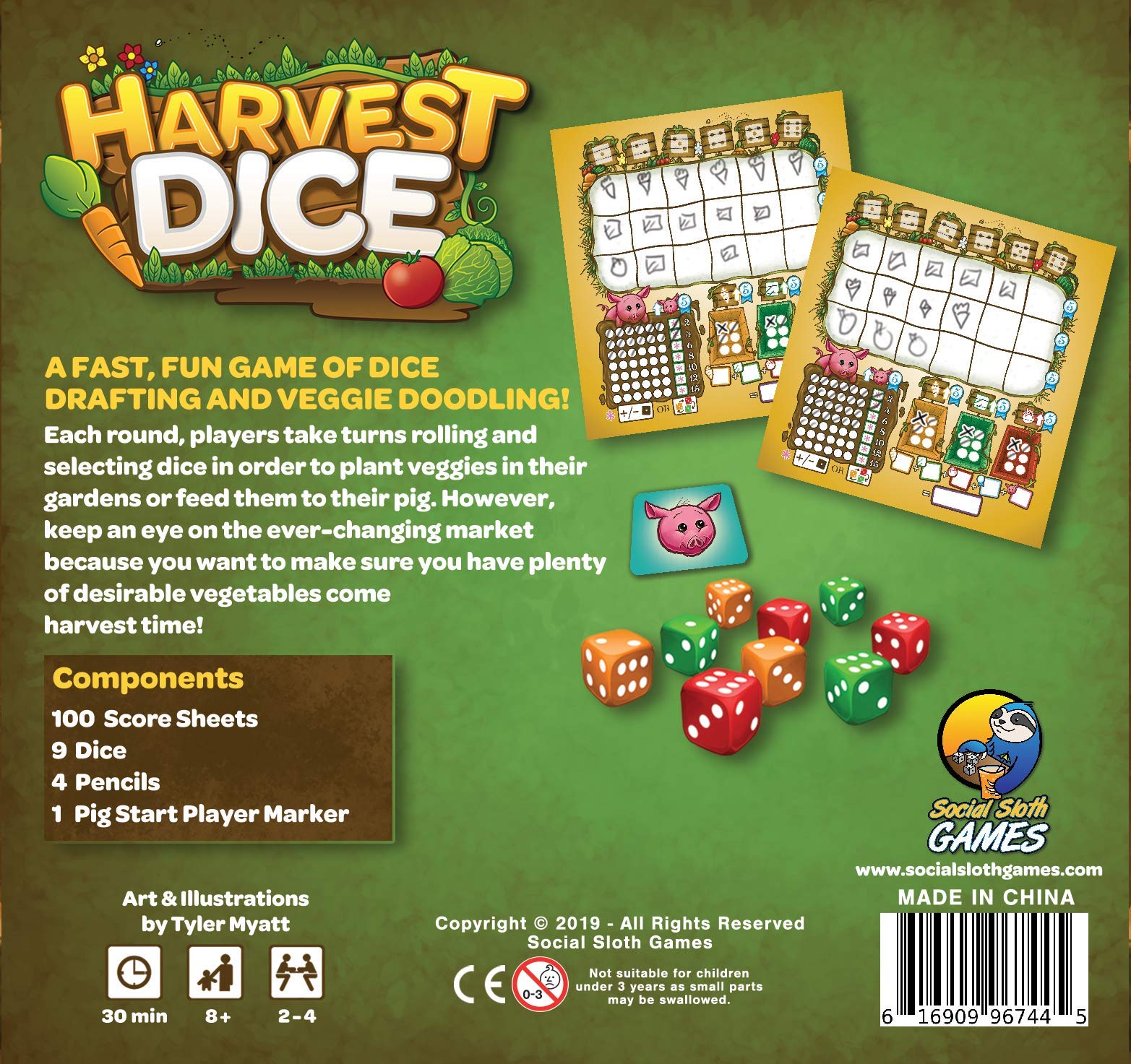 Grey Fox Games Harvest Dice Board Game, Roll and Write, 2-4 Players