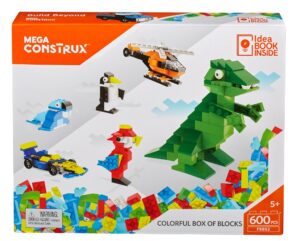 mattel mega construx colorful box of blocks 600piece brick building set