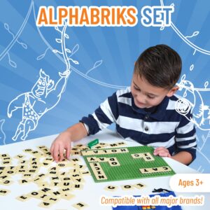 Strictly Briks Compatible with Lego AlphaBriks and 10x10 Green Baseplate, 100 Pieces, 2x2 Alphabet Letter Bricks, Easy to Remove, Fun and Educational Tool, 100% Compatible with All Major Brands