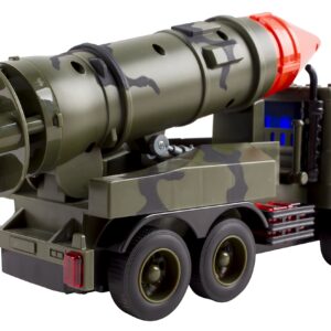 WolVolk Friction Powered Launcher Fighter Military Truck - Pull Back Missile Carrier Army Vehicle w/Lights & Sounds - Pretend War & Action Toy for Kids