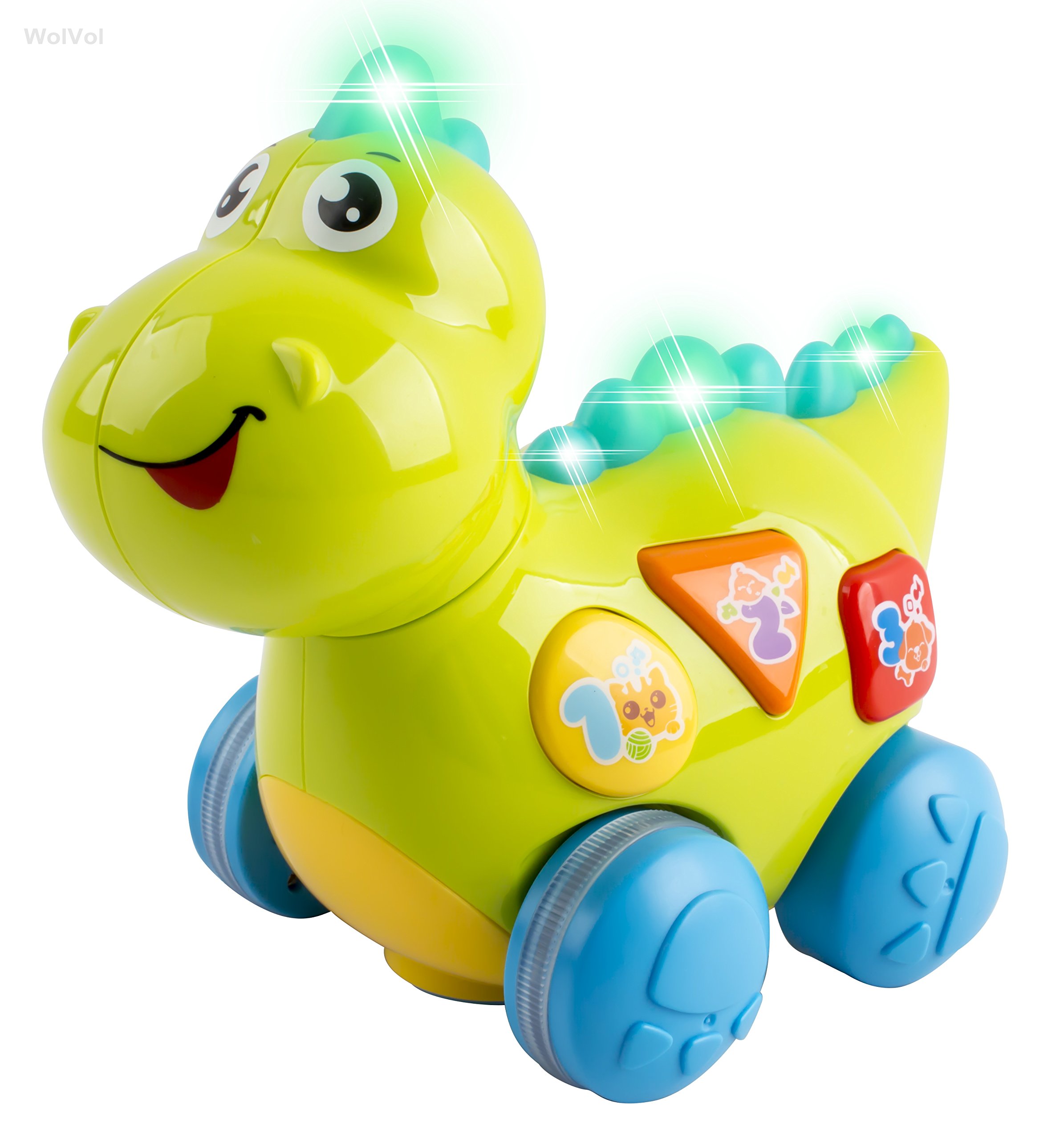 WolVolk Talking Dinosaur Toy with Lights and Sounds for Kids - Teaching, Learning, Activity, Walking & Fun Action