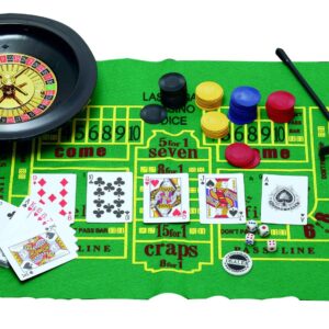 5 in 1 Casino Games Set Roulette,Poker, Black Jack, Craps, has Chips,Mats, Dices, Cards,