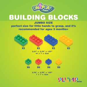 UNiPLAY Plump Soft Building Blocks - 36-Piece Jumbo Stacking Multicolor Set for Early Cognitive Development and Creative Play - Ages 3 Months+