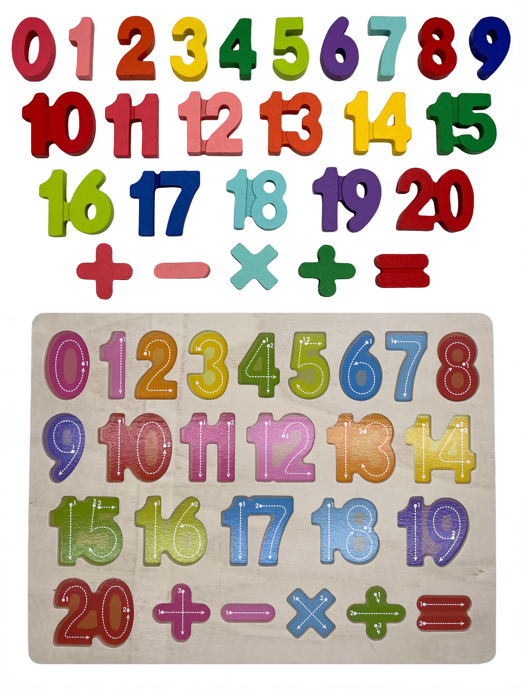 KanCai Kids Wooden 1-20 Number Chunky Puzzle Board Toys - Preschool Early Learning Toys 220x300x10mm (Numbers Puzzle)