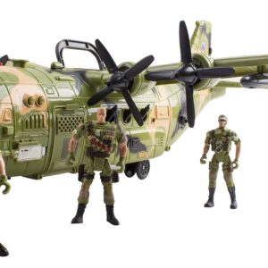 WolVolk Giant C130 Bomber Military Combat Fighter Airforce Airplane Toy with Lights and Army Sounds for Kids, with Mini Soldiers