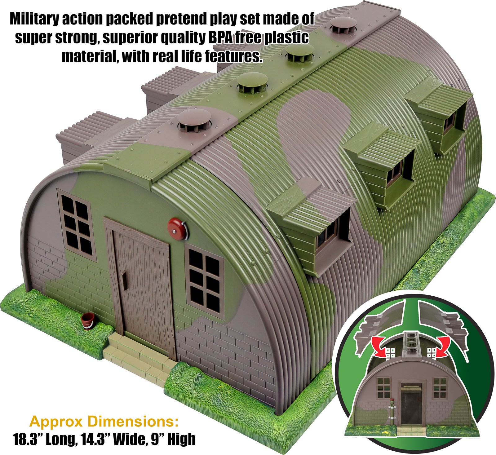 Click N’ Play Military Playset and Army Action Figures with a Base Barrack Command Center, Includes 74 Accessories - 6 Soldier Action Figures with Gear, Guns, Vehicles, Army Playsets for Boys 8-12