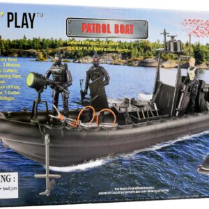 Click N’ Play Military Elite Swat Unit Force Patrol Dinghy Boat 25 Piece Play Set with Accessories - Click n Play Military Toy Boat - SWAT Toys