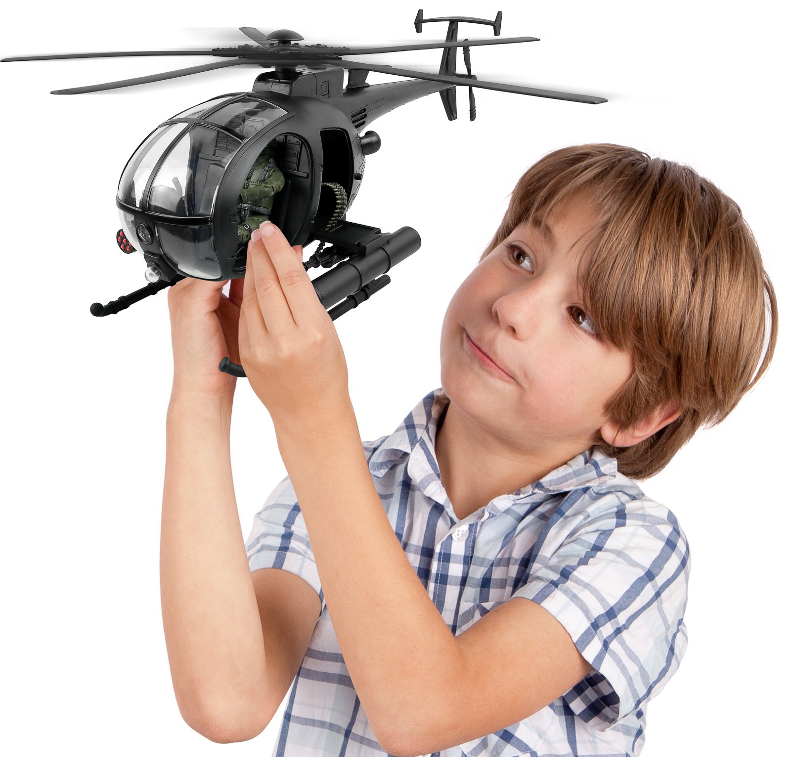 Click N' Play Military Attack Combat Helicopter Toy - 20 Piece Play Set Helicopter Toys with Accessories - Military Toys