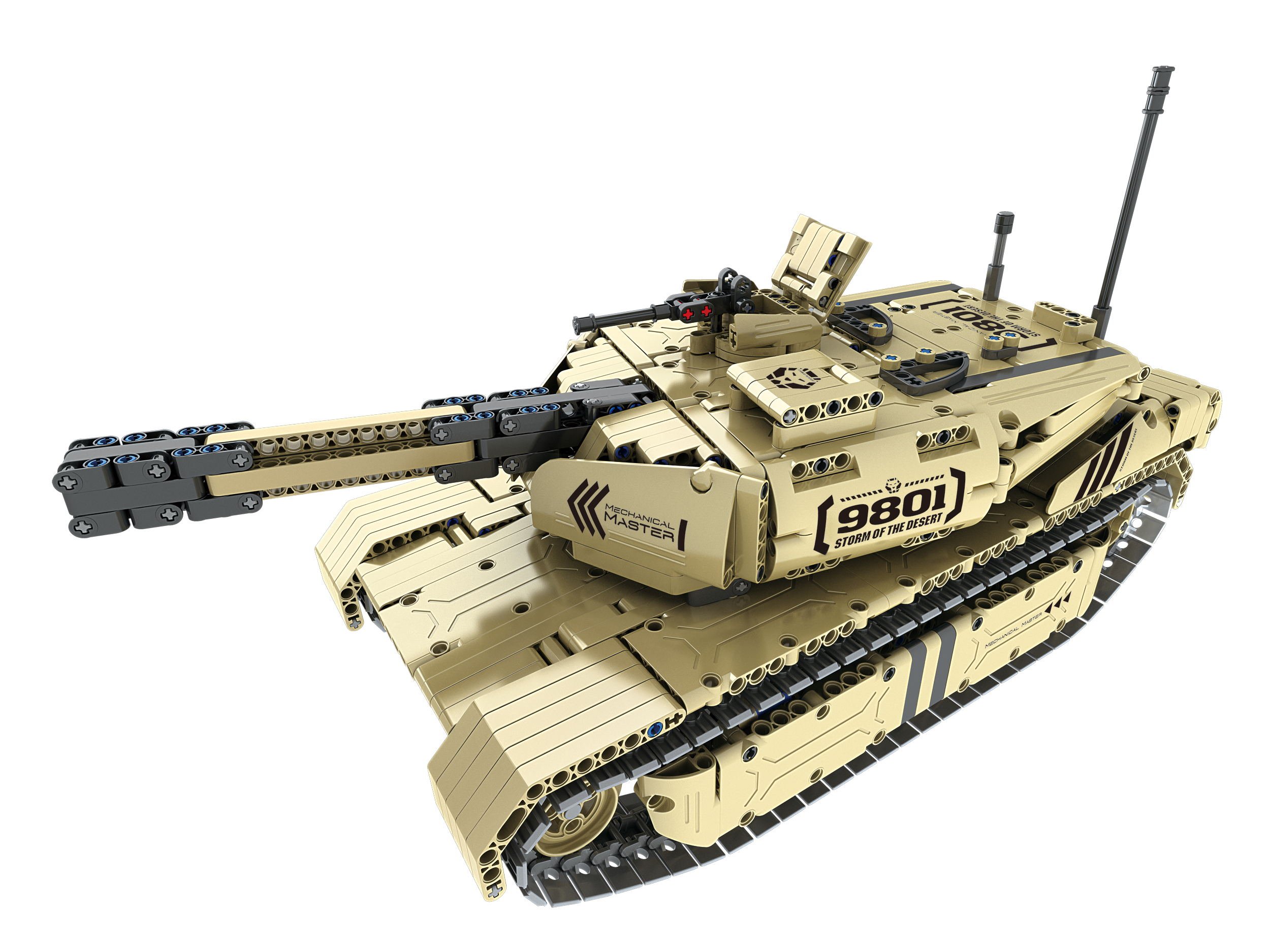 Bo Toys R/C Shooting Tank Building Bricks Radio Control Toy, 1276 Pcs Military Battle Storm of The Desert Tank Kit with USB Rechargeable Battery, Construction Build It Yourself Toys