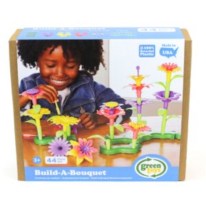 Green Toys Build-a-Bouquet, 4C - 44 Piece Pretend Play, Motor Skills, Building and Stacking Kids Toy Set. No BPA, phthatates, PVC. Dishwasher Safe, Recycled Plastic, Made in USA.