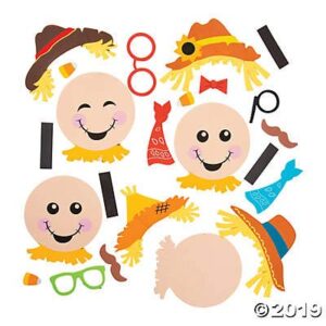 Fun Express Scarecrow Head Magnet Craft Kit - Makes 12 - Fall Crafts for Kids