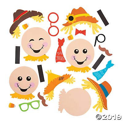 Fun Express Scarecrow Head Magnet Craft Kit - Makes 12 - Fall Crafts for Kids