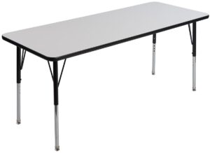 displays2go rectangular office table with whiteboard surface, steel, laminated particle board, & melamine construction – white top, black & silver legs (lck2460wbs)