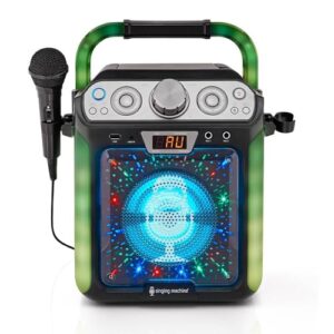 singing machine sml682btbk groove cube karaoke player with bluetooth and echo control, battery powered, black