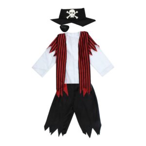 Toiijoy Boys Dress up Trunk 15Pcs Role Play Costume Set-Pirate,Policeman,Soldier,Firefighter Costume for Kids Age 3-6yrs