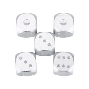 Precision Aluminum Alloy Dice Solid Metal Dice Set Table Game Dice Poker Games Dices Set with Case 5Pcs (Silver Square Box) Dice Set 6 Sided Aluminum Dice