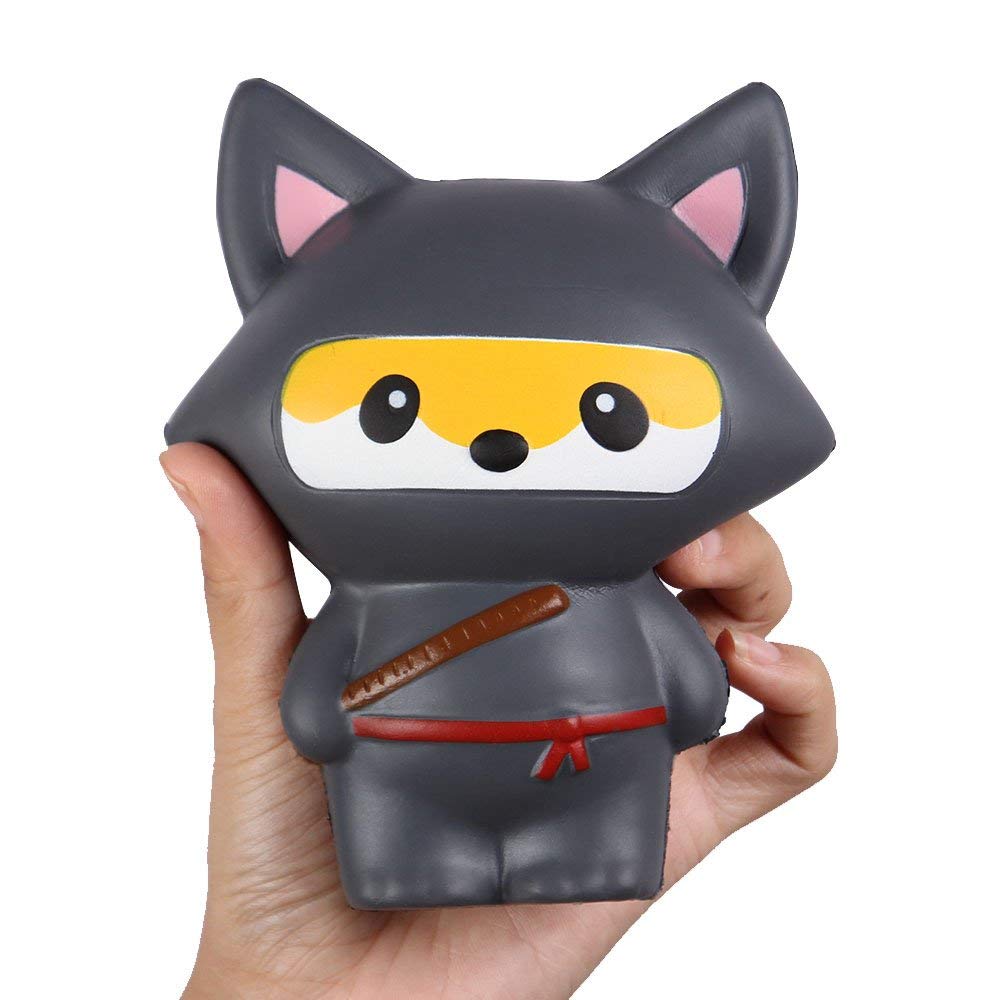 Anboor 5.3 Inches Squishies Ninja Jumbo Fox Slow Rising Squishies Kawaii Scented Soft Animal Toys Stress Relief Kid's Toys