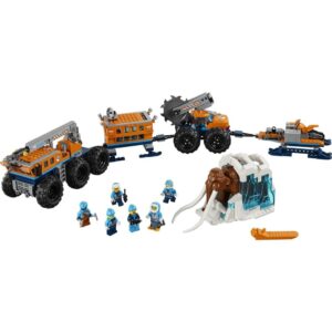 city arctic mobile exploration base toy, crane vehicle platform & trailer, construction toys for kids