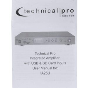 Technical Pro IA25U Integrated 600 Watt Power Amplifier w/ USB + SD Card Inputs