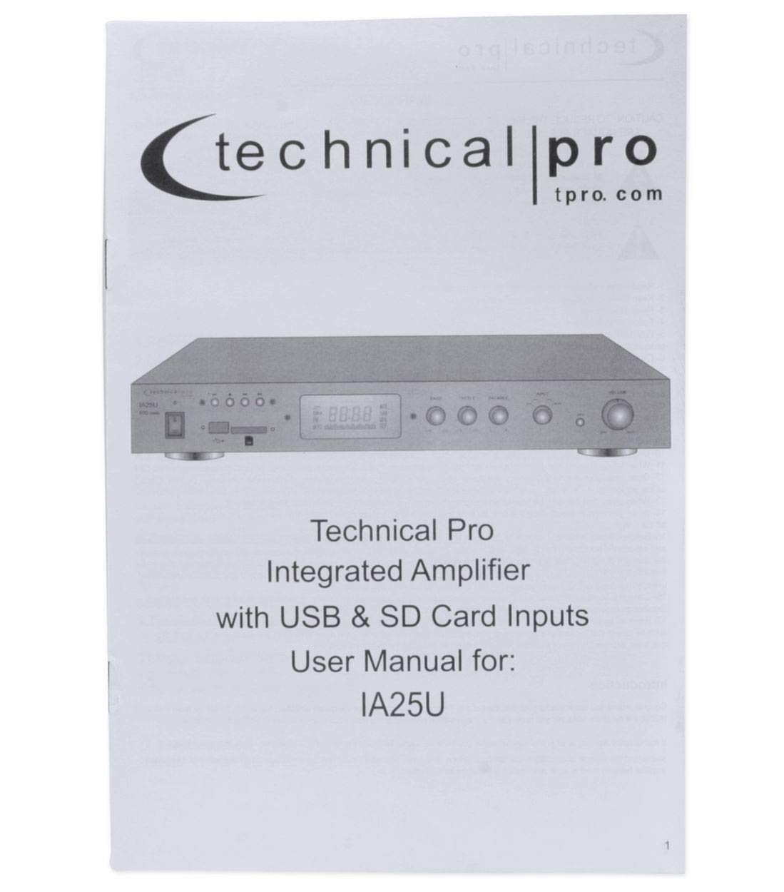 Technical Pro IA25U Integrated 600 Watt Power Amplifier w/ USB + SD Card Inputs