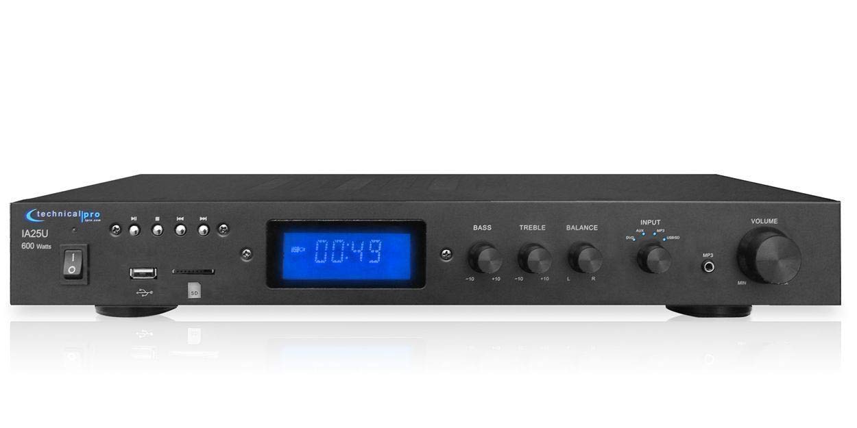 Technical Pro IA25U Integrated 600 Watt Power Amplifier w/ USB + SD Card Inputs