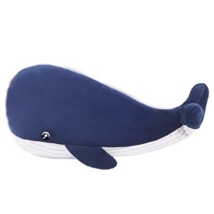 large blue whale stuffed animal soft plushie pillow, 24in giant stuffed animal hugging pillow,cute plush toy room decor for kids boys girls