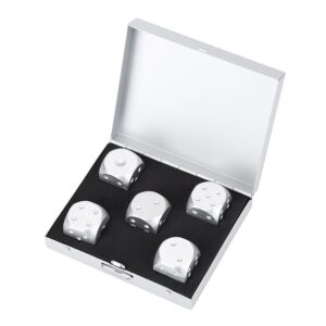 precision aluminum alloy dice solid metal dice set table game dice poker games dices set with case 5pcs (silver square box) dice set 6 sided aluminum dice