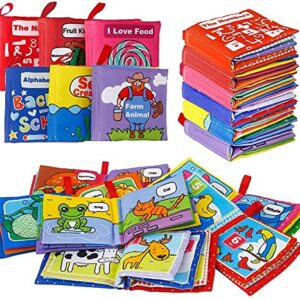 FunsLane Baby Bath Books, Soft Cloth Books for Babies First Year Gift, Activity Fabric Non-Toxic Crinkle Books, Infants Boys and Girls Early Educational Learning Toys, Baby Shower