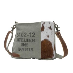 Paris Workshop Upcycled Canvas and Hair-On Cowhide Leather Crossbody Bag