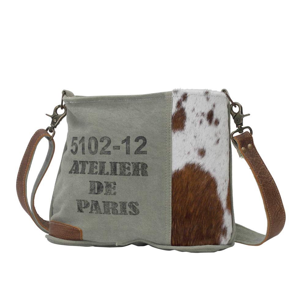 Paris Workshop Upcycled Canvas and Hair-On Cowhide Leather Crossbody Bag