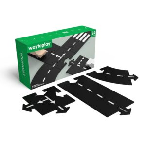 waytoplay highway, 24 piece circuit for toy cars - flexible, indestructible, and waterproof - modular car tracks - made in the netherlands