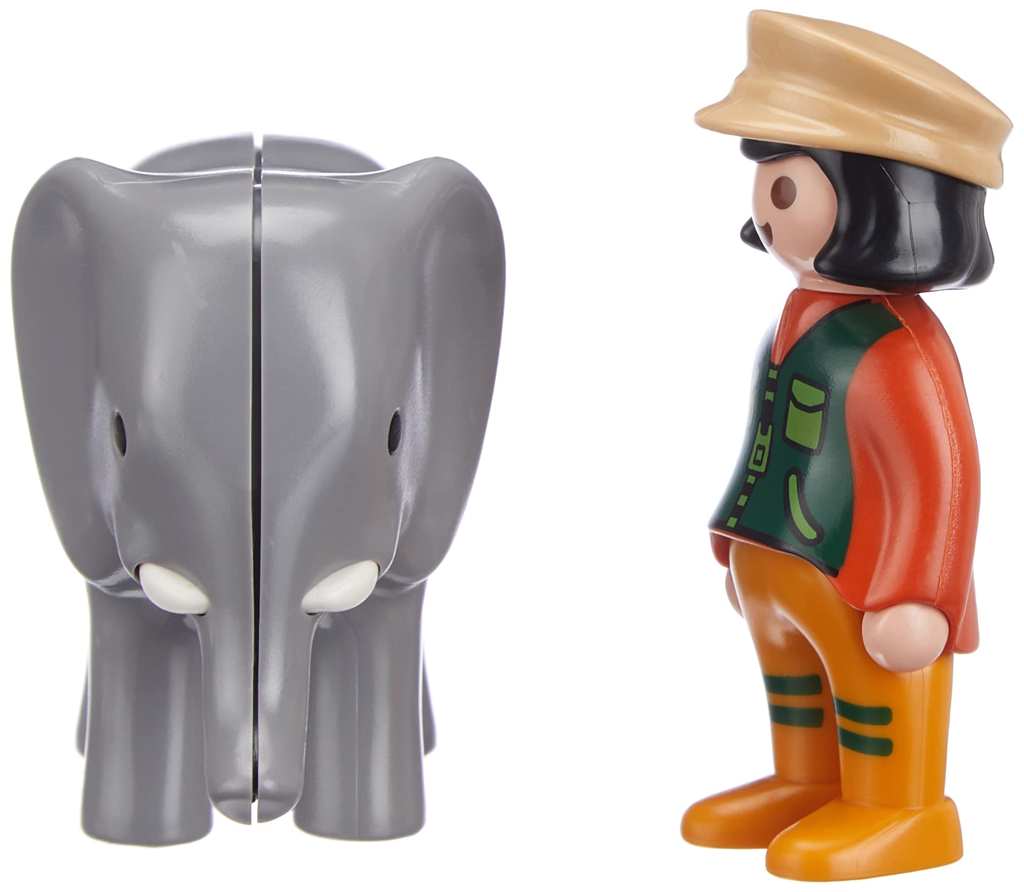 Playmobil 9381 1.2.3 Zookeeper with Elephant, Fun Imaginative Role-Play, PlaySets Suitable for Children Ages 4+