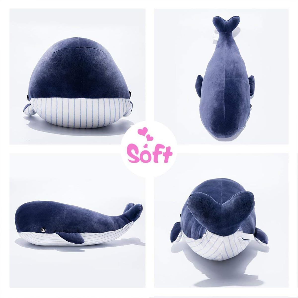 Large Blue Whale Stuffed Animal Soft Plushie Pillow, 24in Giant Stuffed Animal Hugging Pillow,Cute Plush Toy Room Decor for Kids Boys Girls