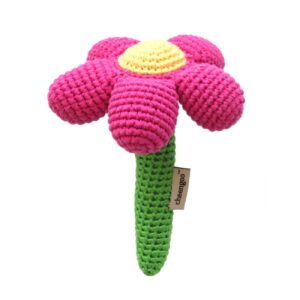 cheengoo baby rattle magenta flower