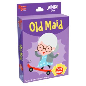 university games old maid card game - jumbo size, colorful character cards for kids ages 4 and up, fun family and educational game