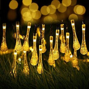 berocia solar string lights outdoor waterproof, 20ft 30 led 8 modes outdoor water drop solar powered string lights for patio, solar garden lights for yard porch wedding party decoration