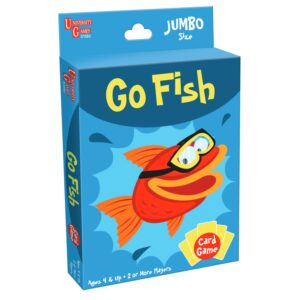 university games go fish card game - jumbo size, colorful animal cards for kids ages 4 and up, fun family and educational game