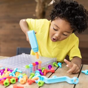 Educational Insights Design & Drill See-Through Creative Workshop: 136 Piece Set with Drill Toy, Kids Drill Sets, STEM Toy, Ages 3+