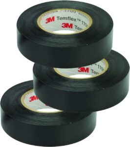 3m temflex vinyl electrical tape, 1700, 3/4 in x 60 ft, black 1.5core (3-roll)