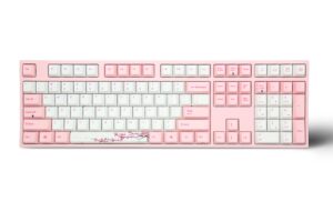 varmilo gaming 108 key cherry blue mx switches sakura white keycaps and pink keycaps dye sublimation printing mechanical gaming keyboard va108m va108mc2n/wp88v