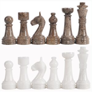 radicaln marble chess figures 3.5'' inches oceanic and white handmade chess set figures for travel chess set - chess pieces for chess game, chess figure for chess board game